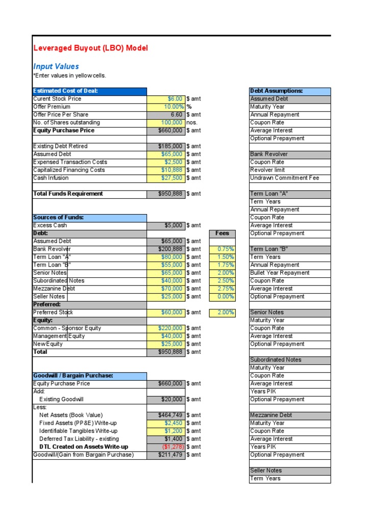 Lbo DCF Model | Download Free PDF | Leveraged Buyout | Cost Of Capital