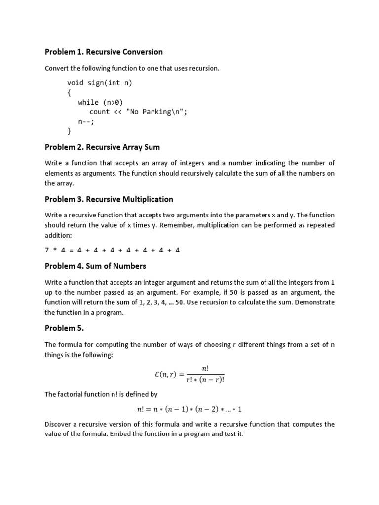 5 - Recursion | PDF | Parameter (Computer Programming) | Function ... 5 - Recursion | PDF | Parameter (Computer Programming) | Function ...