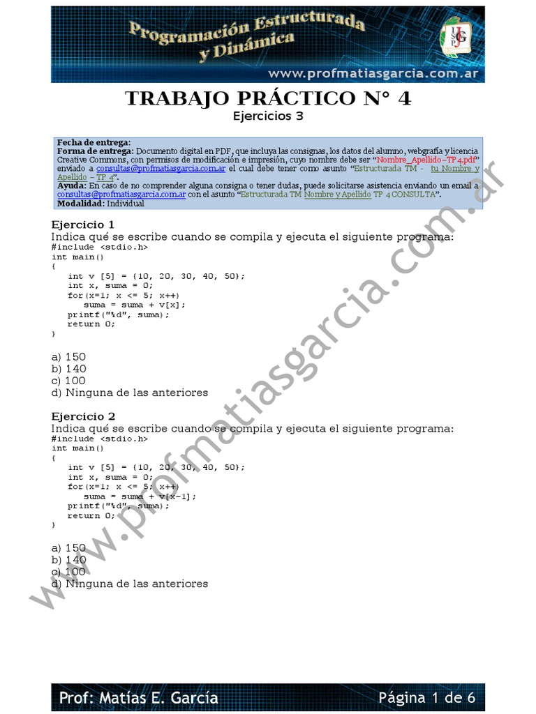 TRABAJO PRÁCTICO N 4 Ejercicios 3 | PDF | Programación de computadoras | Informática