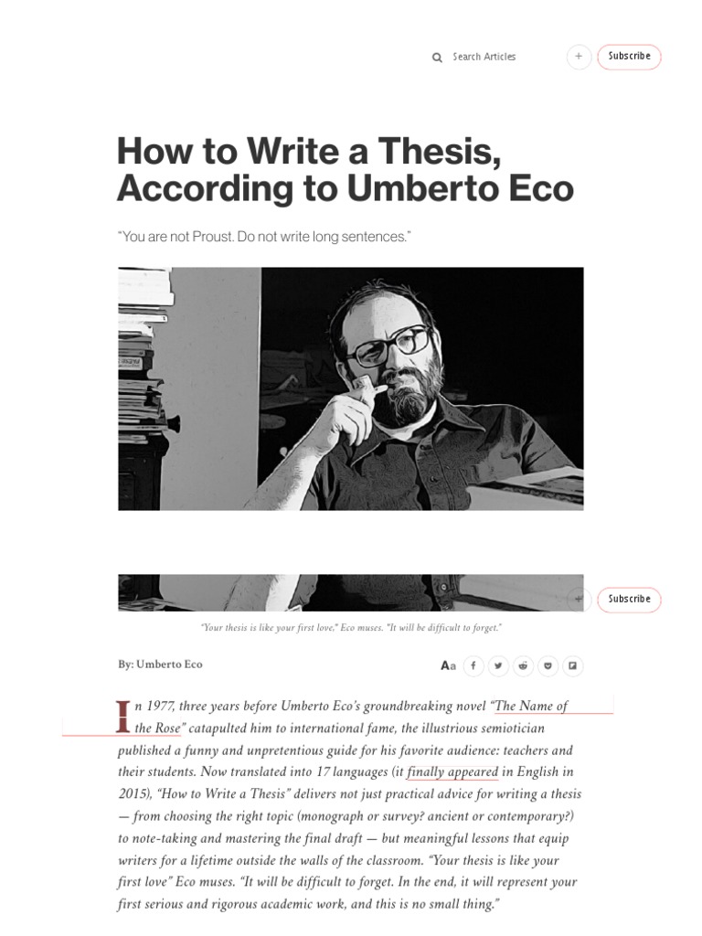 How To Write A Thesis, According To Umberto Eco The MIT Press Reader ...