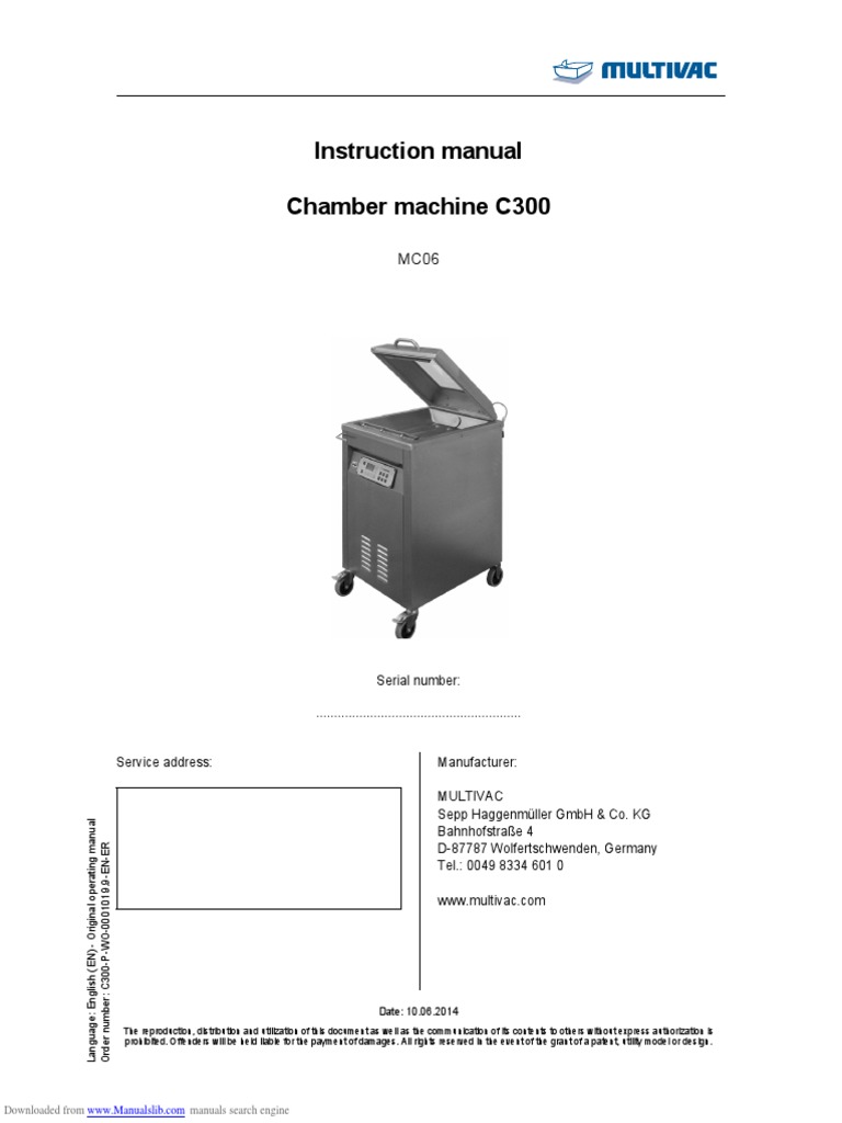C300 Chamber Machine Manual | PDF | Pump | Safety