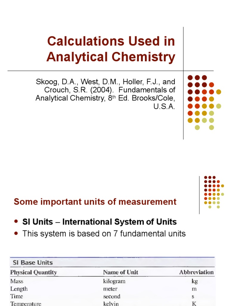 Calculations Used in Analytical Chemistry | PDF | Stoichiometry | Mole ...