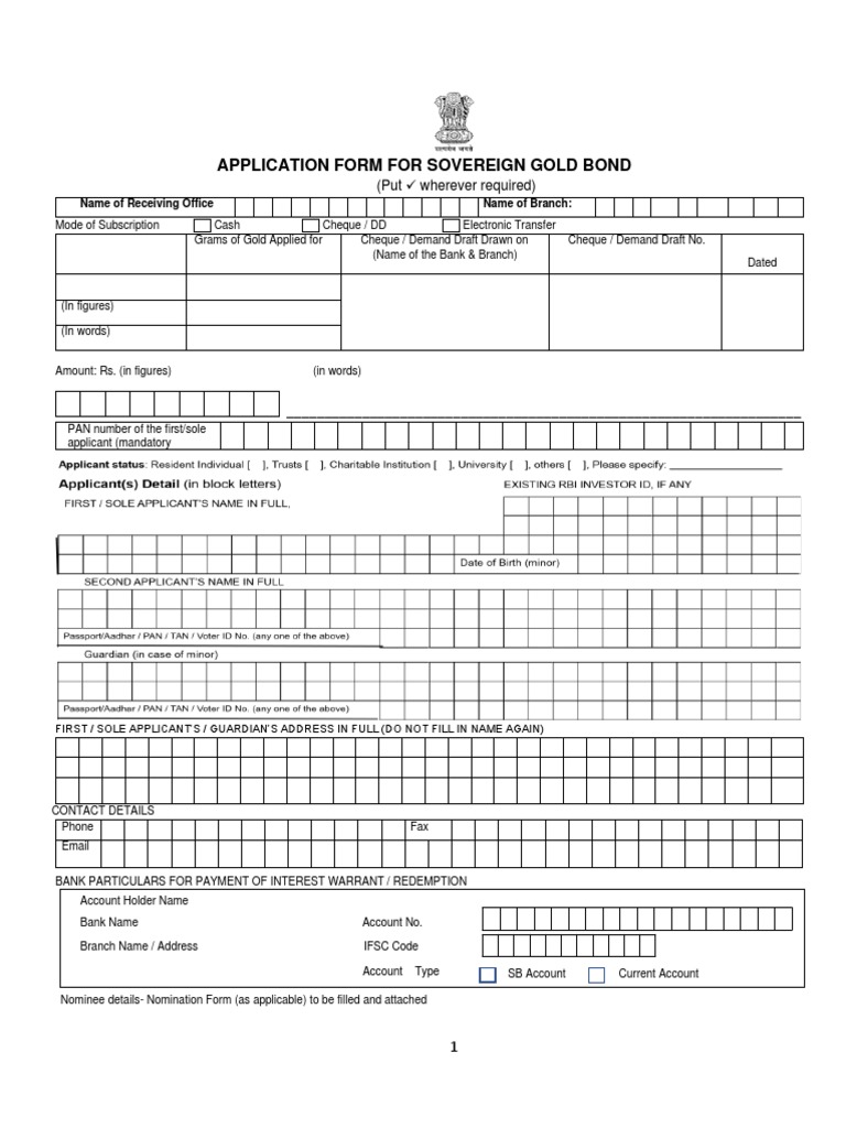 08062023-SGB Application form | PDF | Cheque | Bonds (Finance)