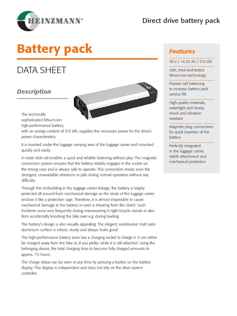 DS E-Bike DirectPower Battery-Pack e | PDF | Lithium Ion Battery ...