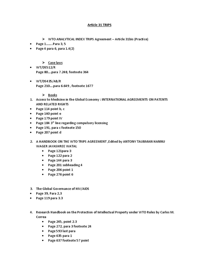 Article 31 TRIPS | PDF