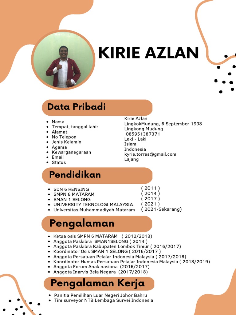 Data Pribadi dan Pengalaman Kerja Kirie Azlan | PDF