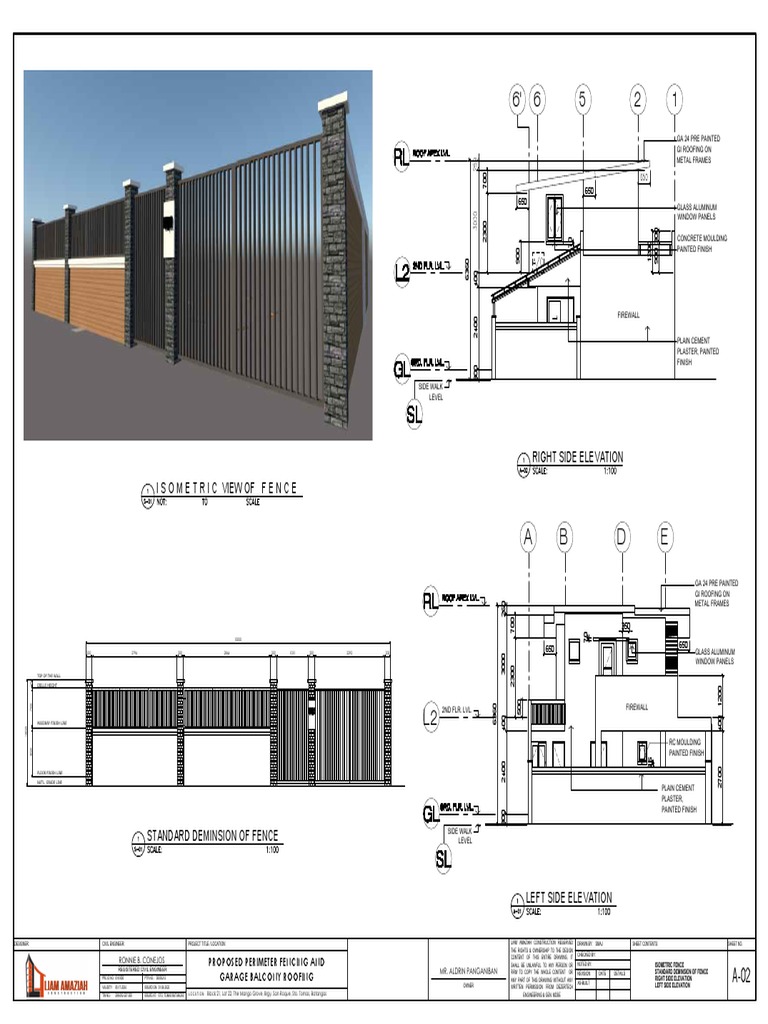 Right Side Elevation Isometric Viewof Fence: Proposed Perimeter Fencing ...