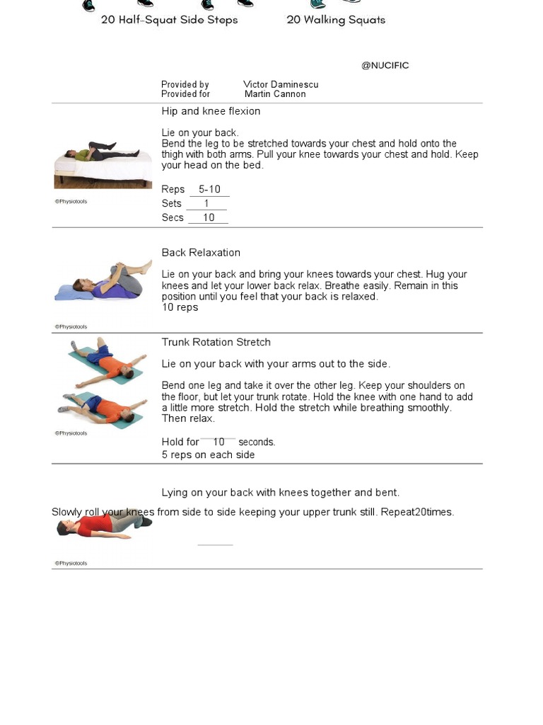 Martin Cannon Home Exercise Programme | PDF | Anatomical Terms Of ...