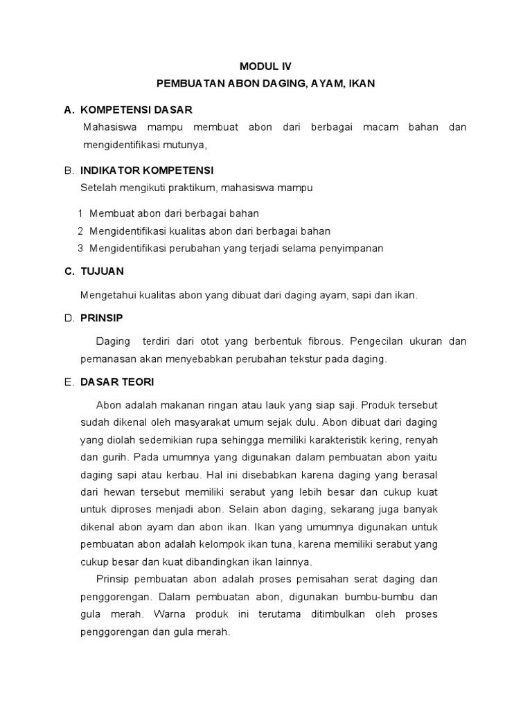 MODUL IV (Frying Abon) | PDF