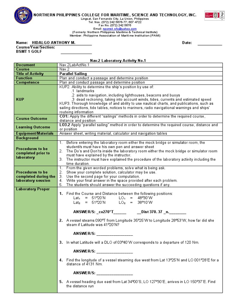 2182023041416nav.2 Lab Act No.1 | PDF | Navigation | Latitude