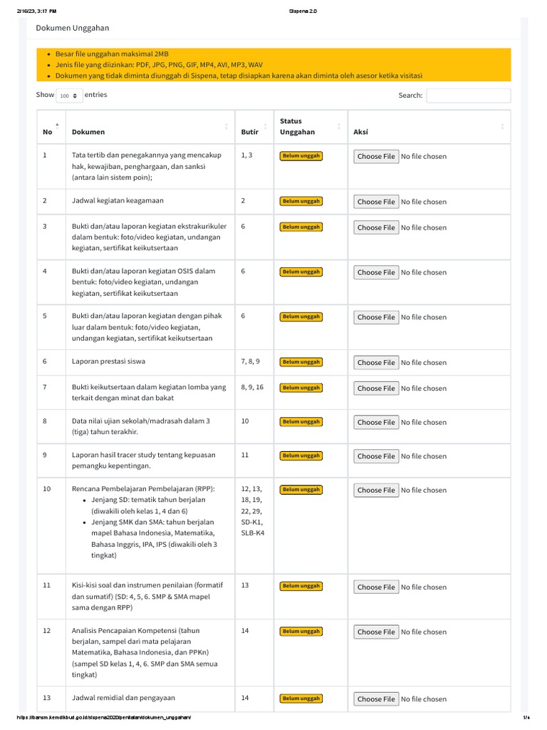 Dokumen Yang Harus Di Upload Di Sispena | PDF