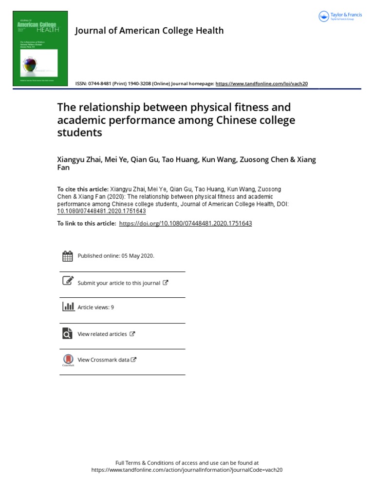 DONE - Zhai2020 The Relationship Between Physical Fitness and Academic Performance Among Chinese ...