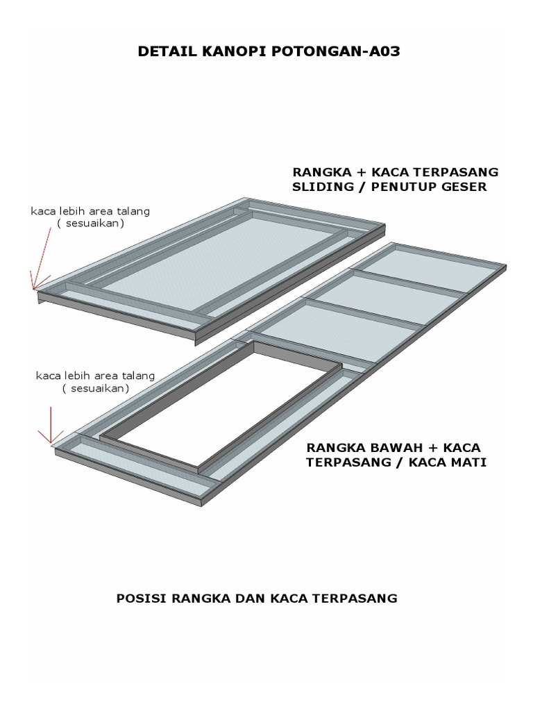 Detail Kanopi Potongan-A03: Rangka + Kaca Terpasang Sliding / Penutup ...