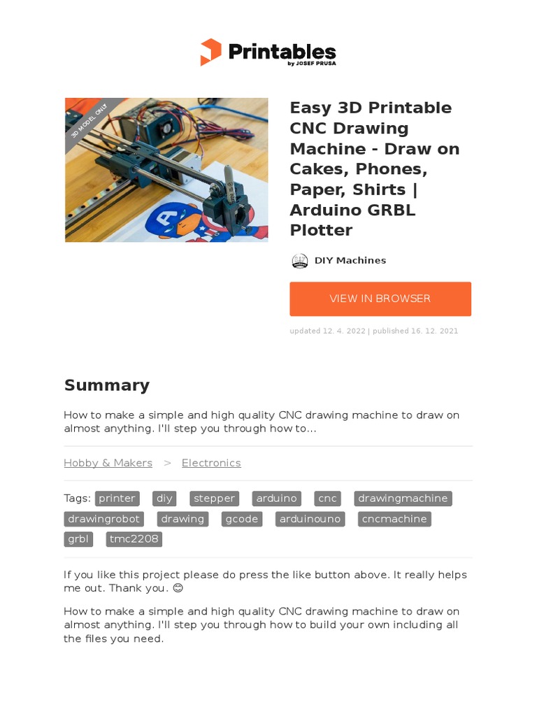 DIY CNC Drawing Machine Guide | PDF | Numerical Control | 3 D Printing