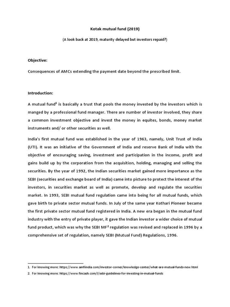 Kotak AMC | PDF | Securities (Finance) | Mutual Funds