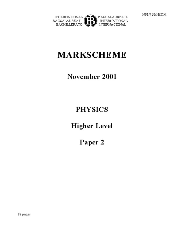 Physics Paper 2 HL Markscheme | PDF | Waves | Frequency