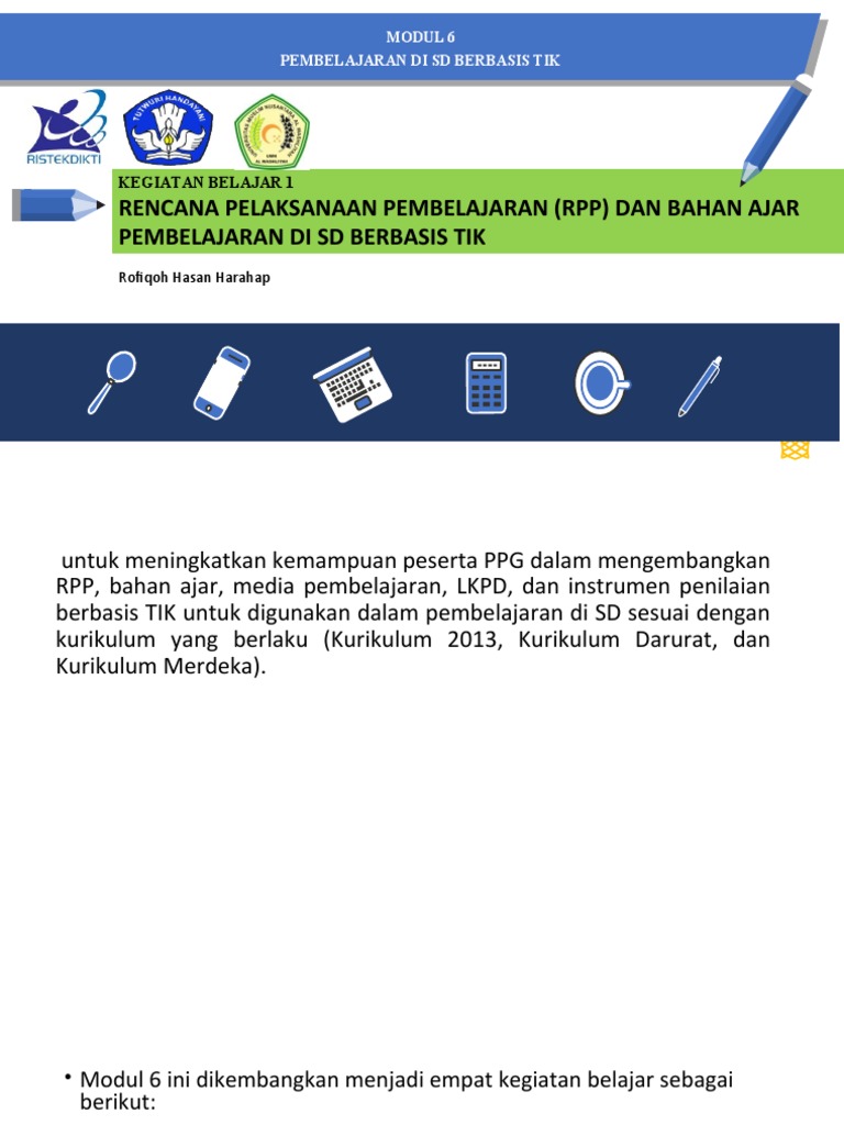 Modul 6 KB 1 RPP Dan Bahan Ajar TIK | PDF