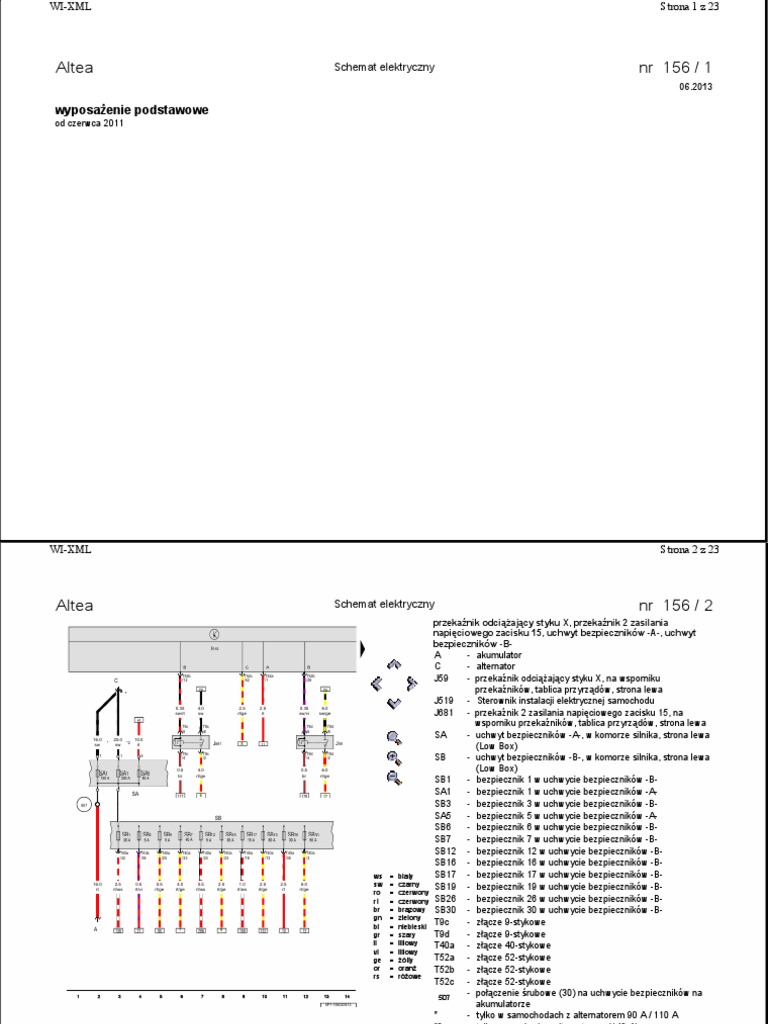 Schematy Elektryczne Altea | PDF