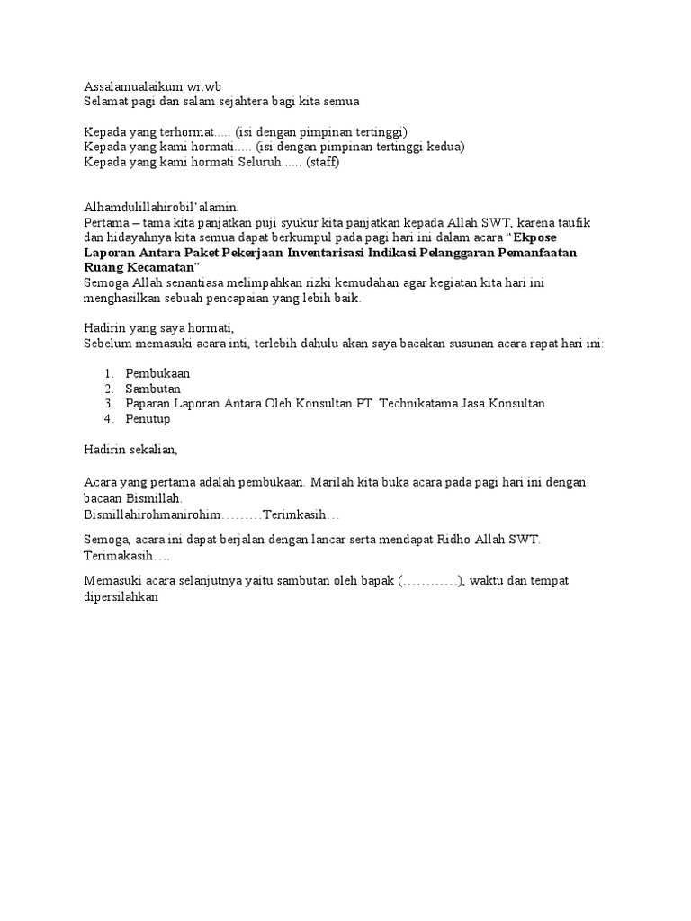 Draft susunan acara | PDF