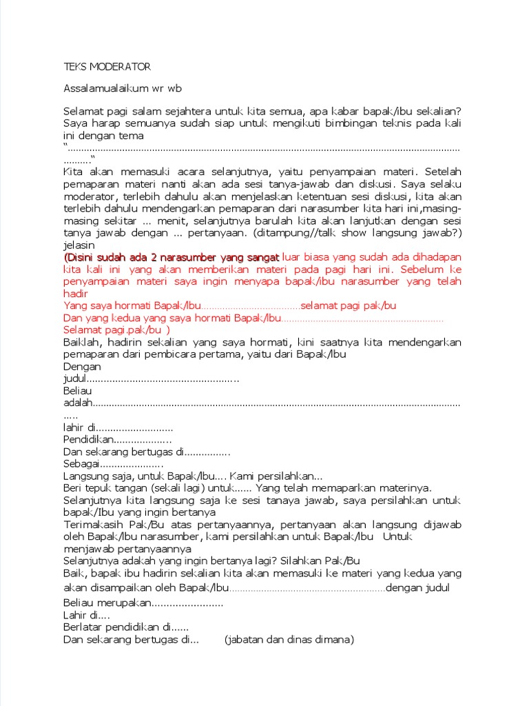 Teks Moderator Acara Diskusi | PDF