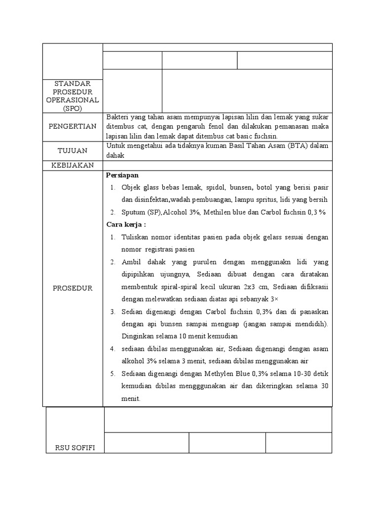 Spo Pewarnaan Bta | PDF