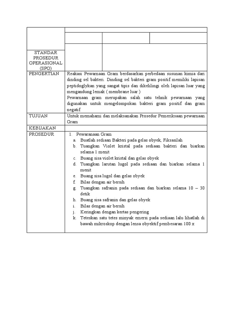 Spo Pewarnaan Gram | PDF | Griya & Taman | Kesehatan Holistik