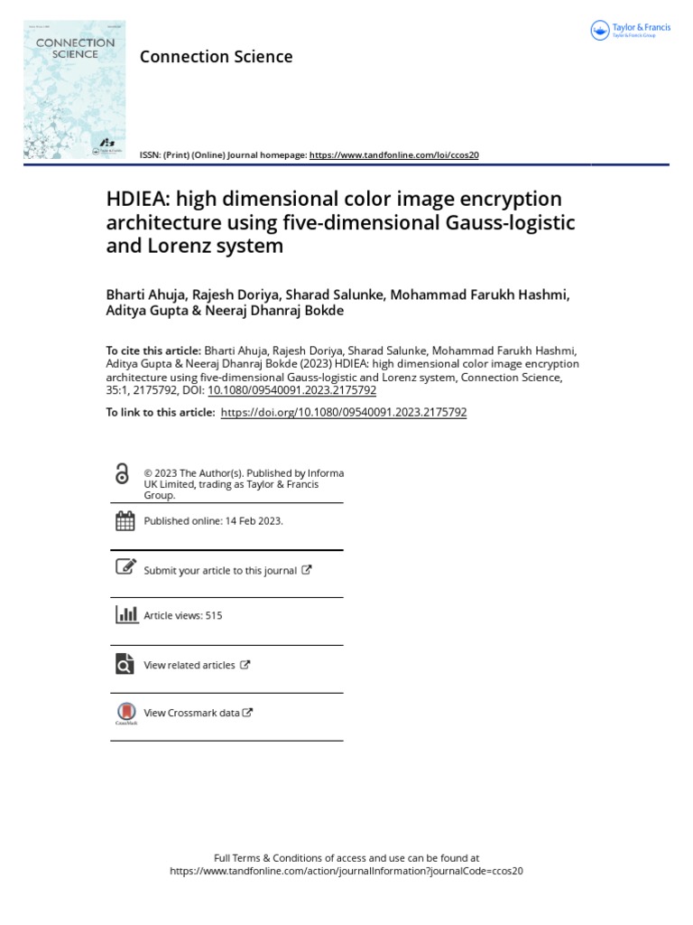 HDIEA High Dimensional Color Image Encryption Architecture Using Five Dimensional Gauss Logistic ...