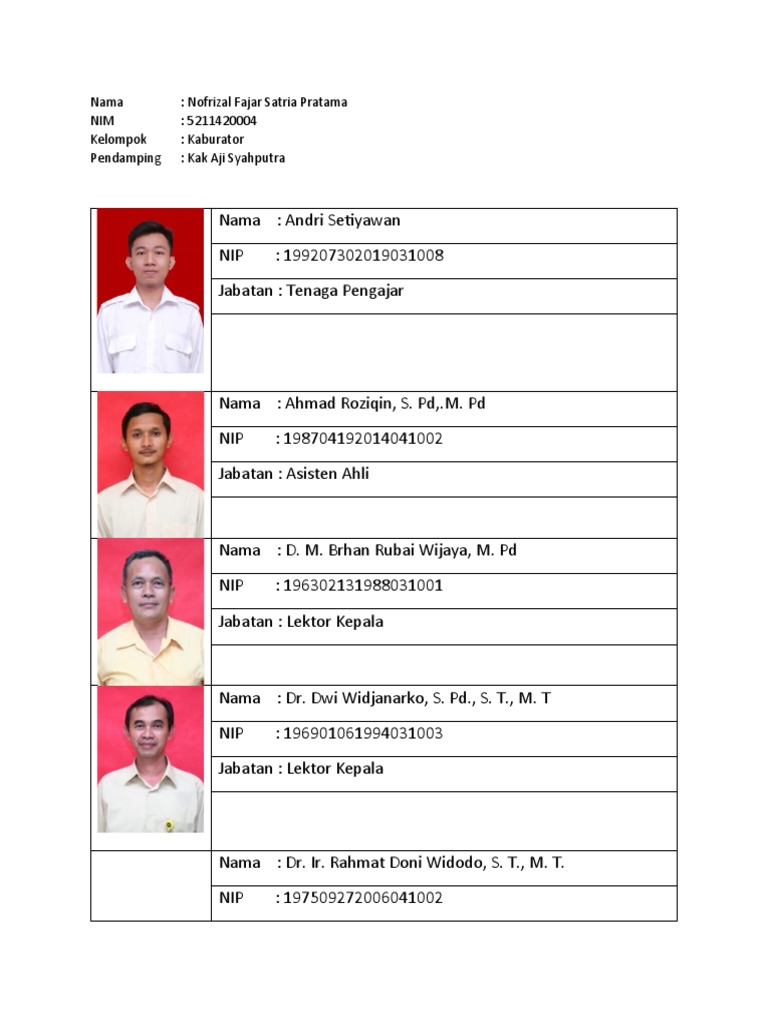 Template Penugasan Mencari Data Dosen | PDF
