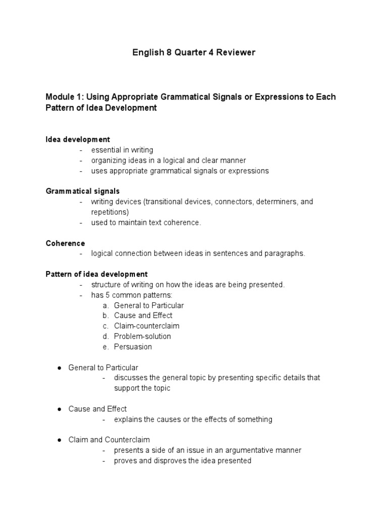 English 8 Quarter 4 Review Guide | PDF | Cognition | Human Communication