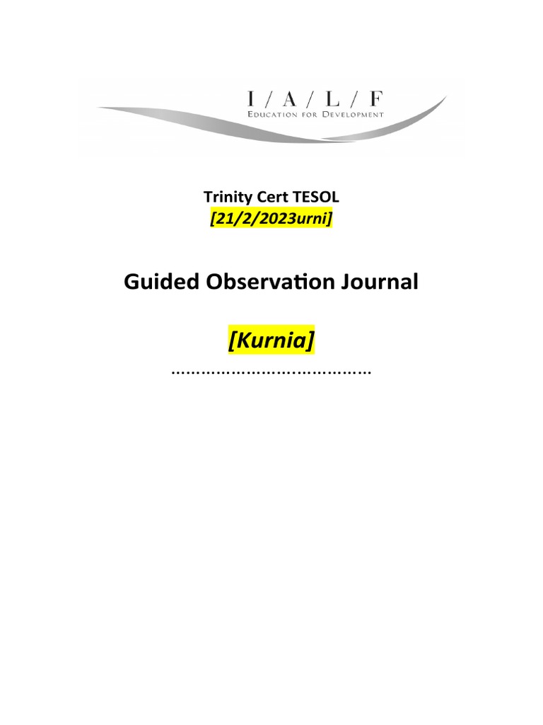 Guided Observation Journal 1 | PDF | English As A Second Or Foreign ...