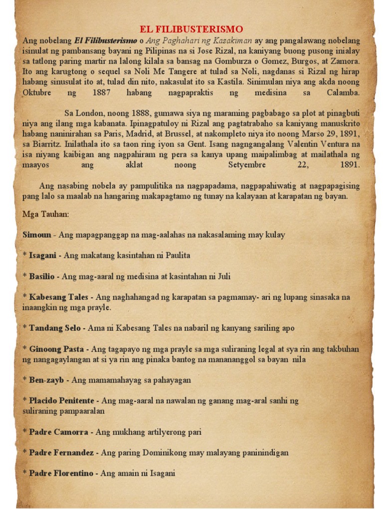 Tauhan NG El Filibusterismo | PDF