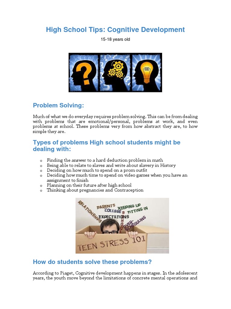 High School Cognitive Development Tips | PDF | Thought | Cognitive ...