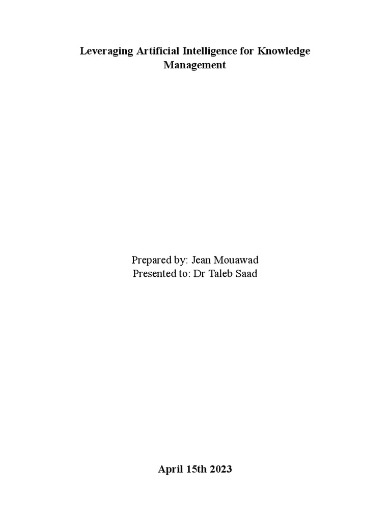 Leveraging Artificial Intelligence For Knowledge Management | PDF | Artificial Intelligence ...