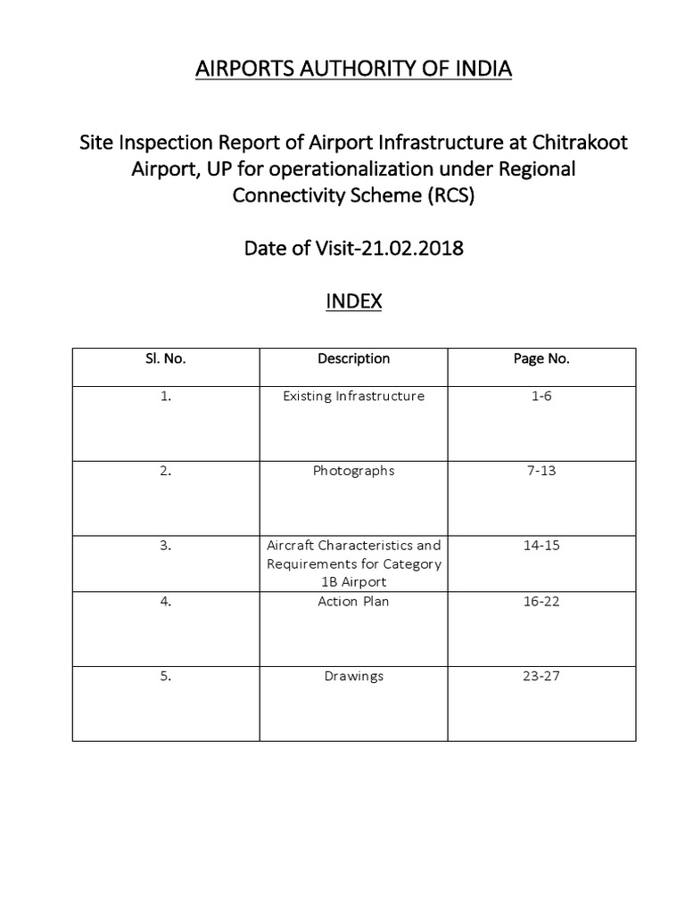 SiteinspectionreportofChitrakootAirport | PDF | Airport | Takeoff