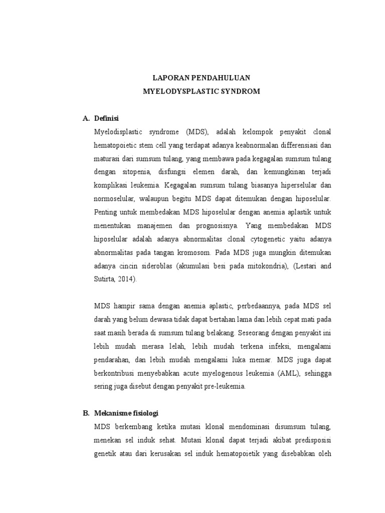 Penyakit Myelodysplastic Syndrome (MDS) | PDF