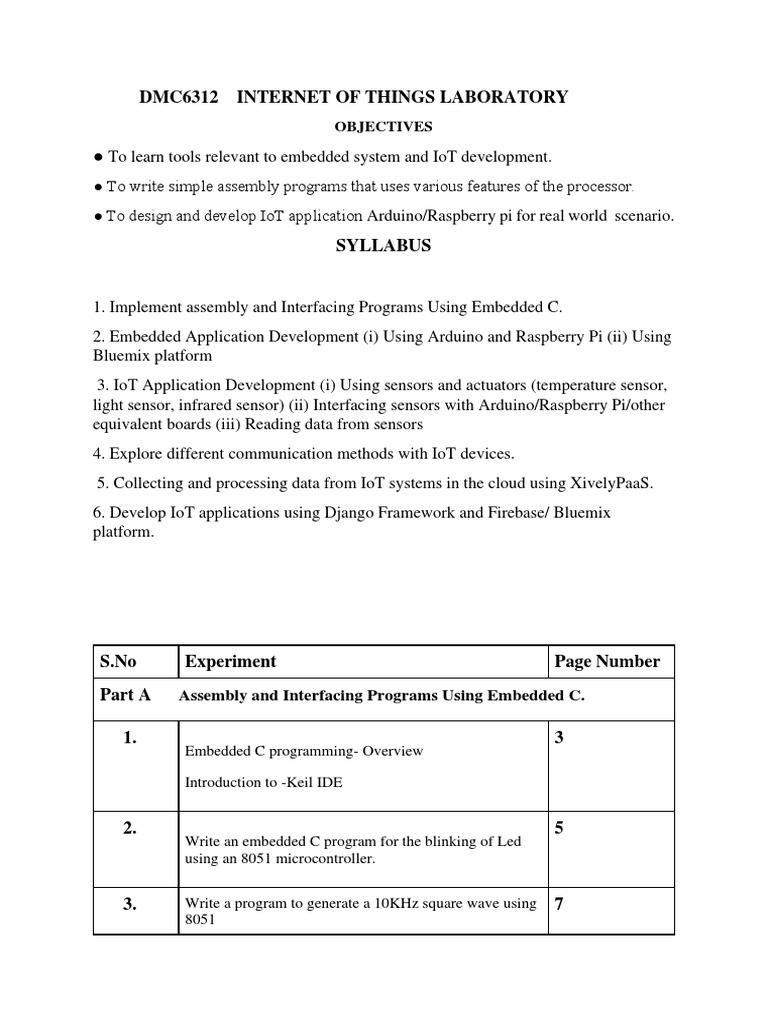 DMC6312 - Internet of Things Laboratory | Download Free PDF | Arduino ...