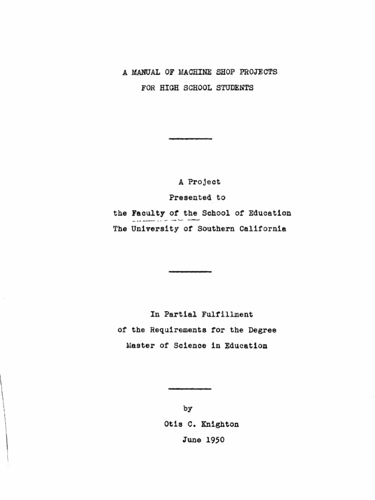 Knighton, Otis Calvin - A Manual of Machine Shop Projects For High ...