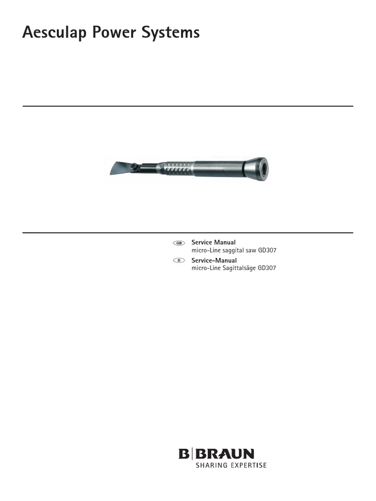Aesculap Saw GD307 - Service Manual | PDF | Bearing (Mechanical) | Screw