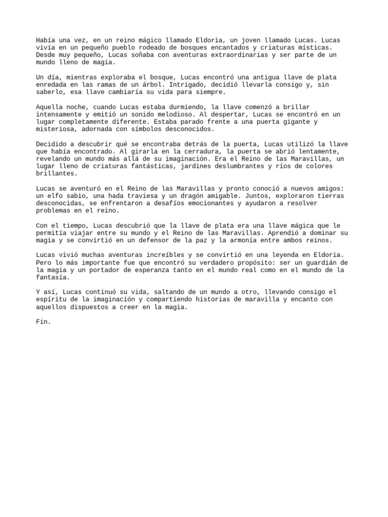 Un Cuento Corto De Fantasia Pdf