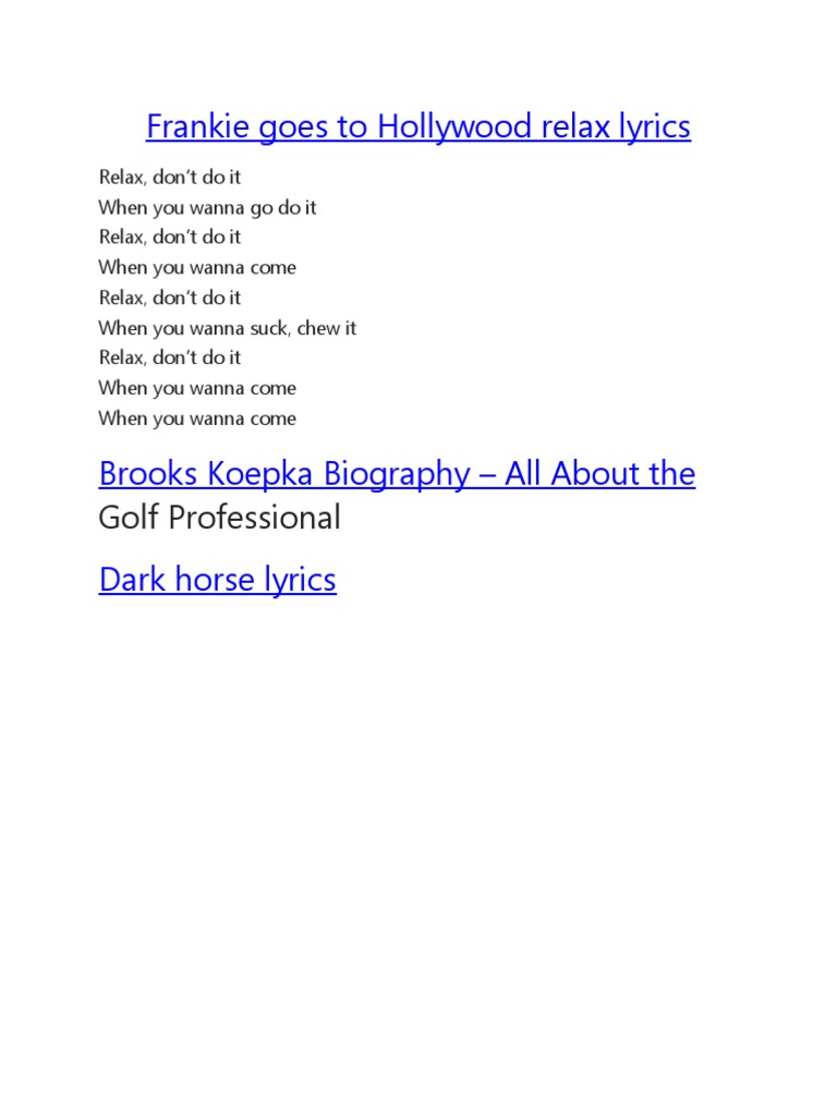 Frankie Goes to Hollywood Relax Lyrics23 | PDF