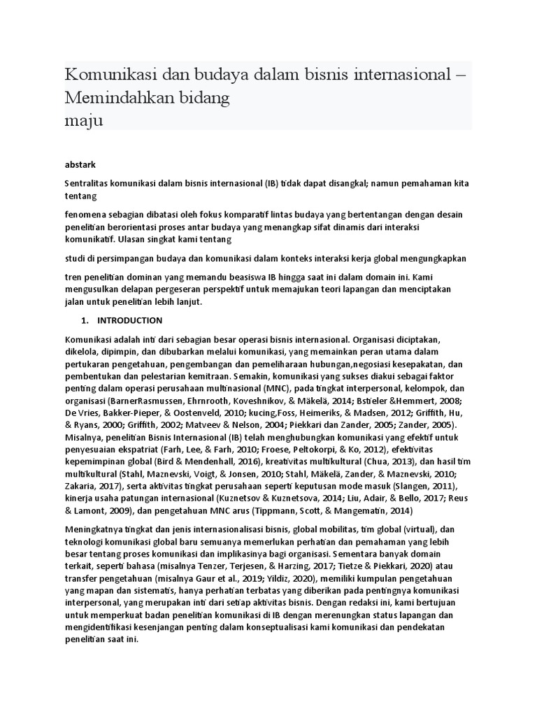 Komunikasi Dan Budaya Dalam Bisnis Internasional | PDF
