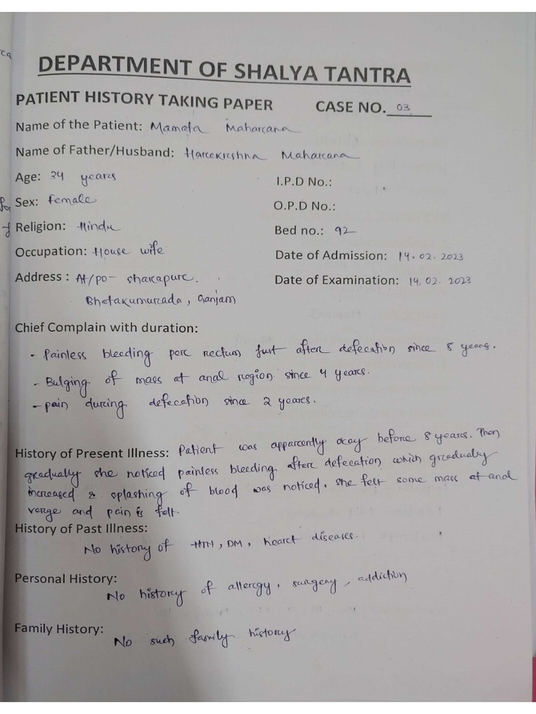 Shalya Case Sheet | PDF