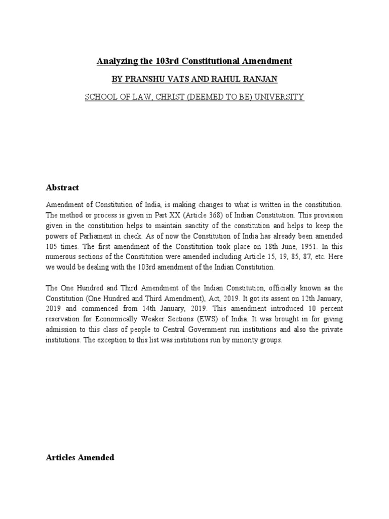 Analyzing The 103rd Constitutional Amendment | PDF | Social Inequality ...