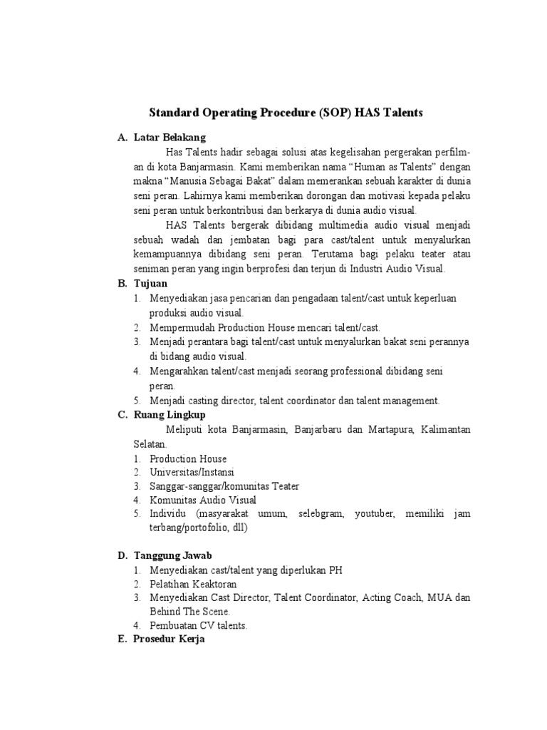 Standard Operating Procedure | PDF