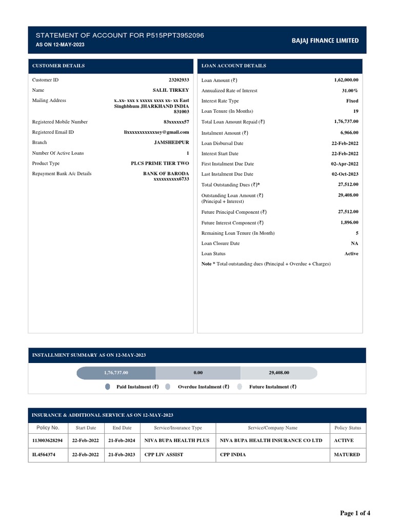 Statement of Account - 08!05!25 | PDF | Credit Card | Interest