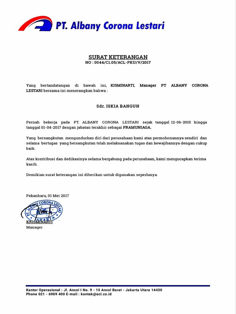 PT. Albany Corona Lestari | PDF