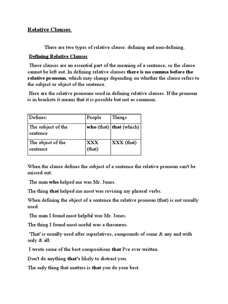 Relative Clauses | PDF | Grammar | Syntax
