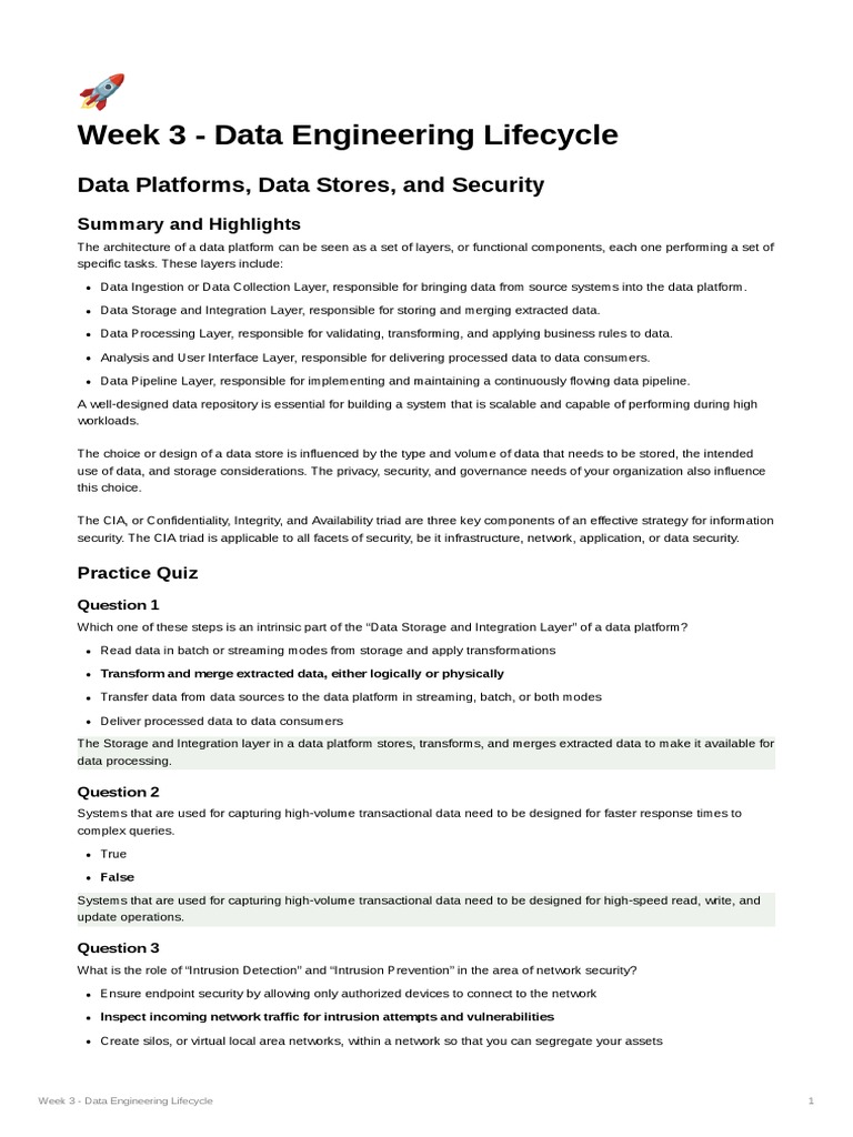 Week 3 - Data Engineering Lifecycle | PDF | Databases | Security