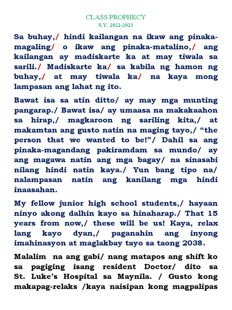 Class Prophecy | PDF