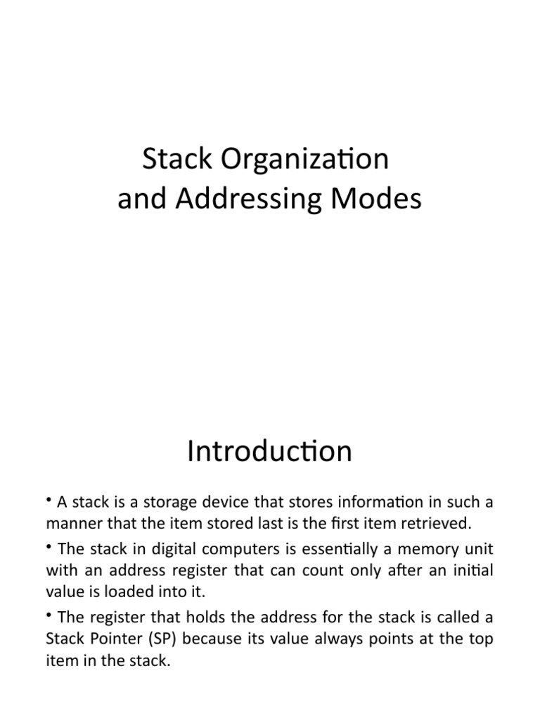 Stack Organization and Addressing Modes-7 | PDF | Pointer (Computer Programming) | Integrated ...